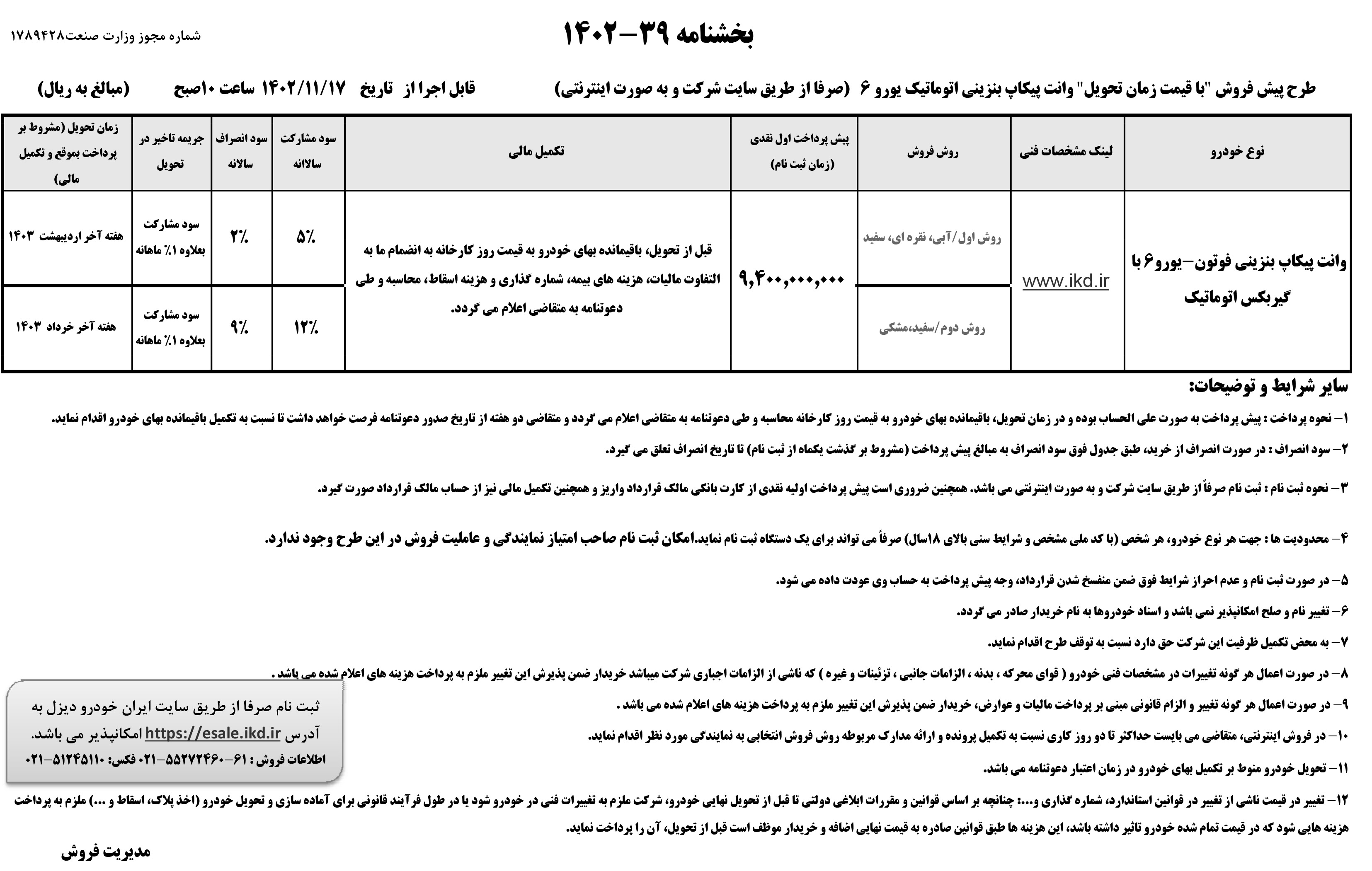 شرایط فروش فوتون و ثبت نام کشنده فوتون 1403 | bama.ir